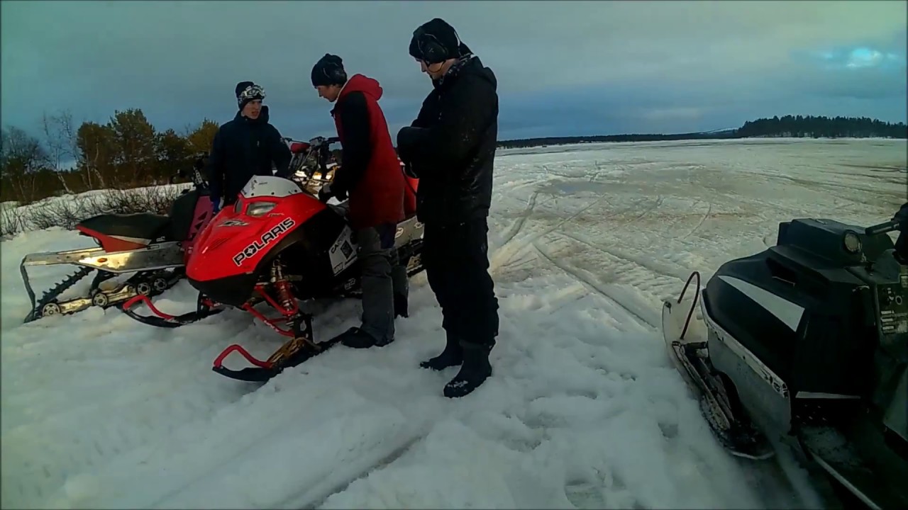 Snowmobile water Skipping & Sinking - YouTube
