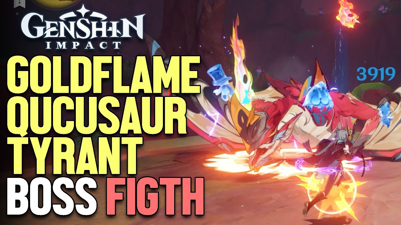 Goldflame Qucusaur Tyrant Figth Genshin Impact - YouTube