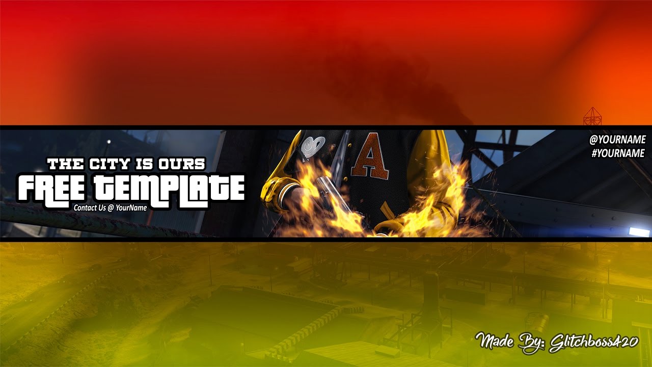 Photoshop: **FREE** GTA 5 Style YouTube Banner Template PSD + Direct ...