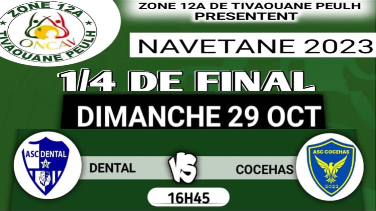 🛑EN DIRECT Match 1/ 4 DE FINAL ASC DENTAL VS ASC COCEHAS ZONE 12A DE ...