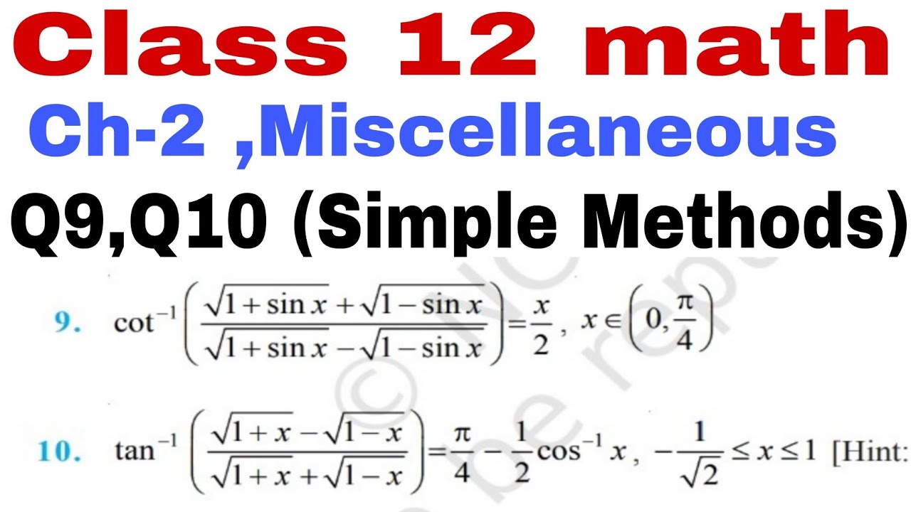 Math Class 12 | Chapter 2 | Miscellaneous Q9 ,Q10 | | CBSE PSEB || New ...