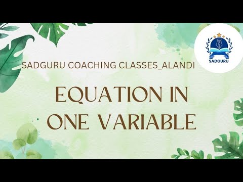 Equation In One Variable 8th standard - YouTube