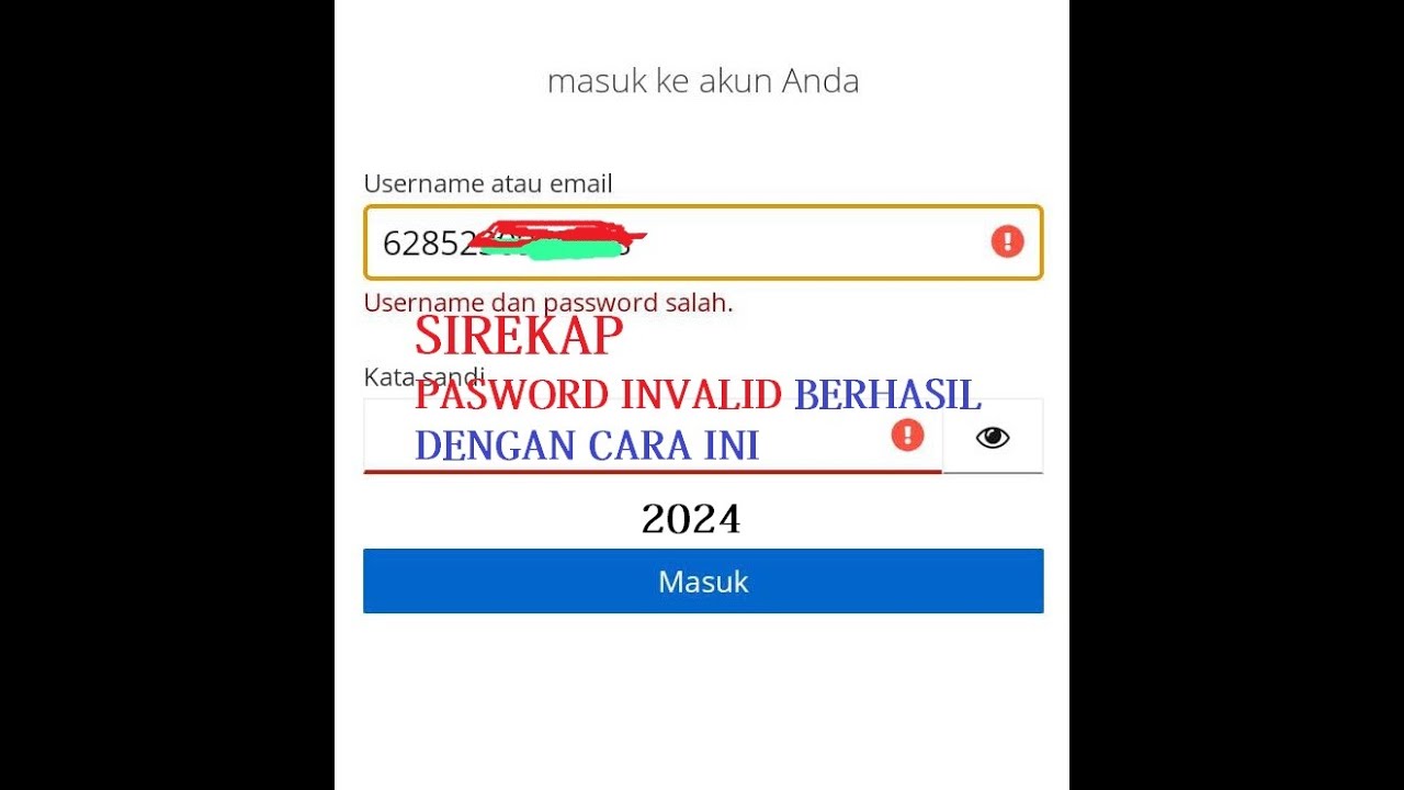 CARA MENGATSI PASWORD SIREKAP YANG INVALID - YouTube