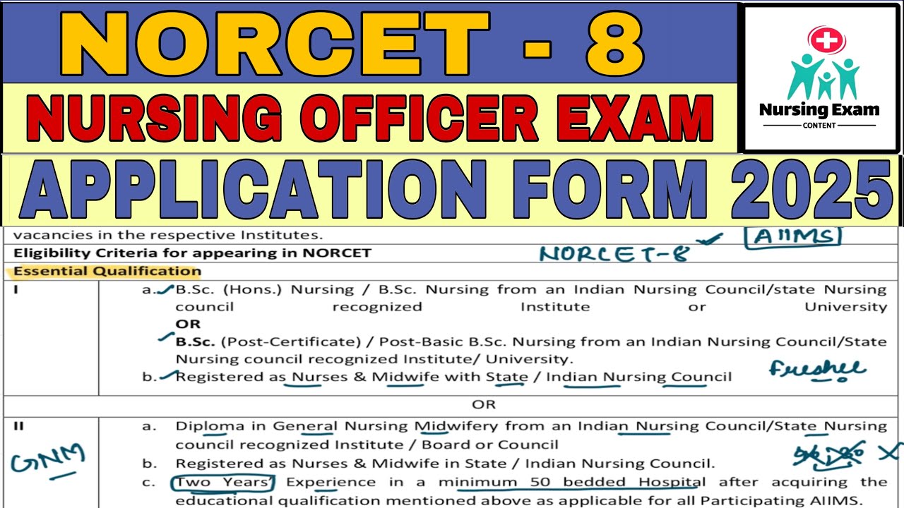 NORCET 8 APPLICATION FORM 2025 | NORCET 8 AIIMS NURSING OFFICER VACANCY ...