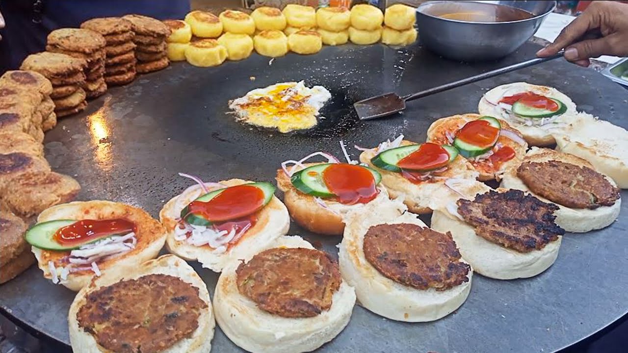 Famous Bun Kabab | Egg Anda Burger Making | Aloo Burger | Chicken ...