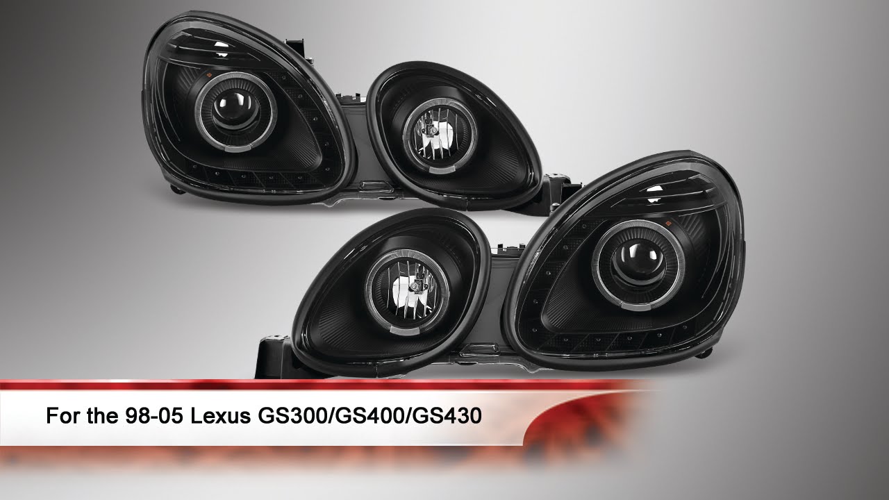 98-05 Lexus GS300/GS400/GS430 Halo Projector Headlights - YouTube