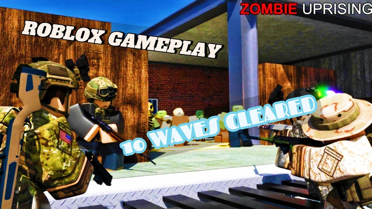 ROBLOX || zombie uprising, completing 10 waves in the hard mode - YouTube