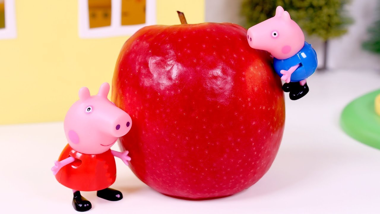 ️ PEPPA PIG ️ Aprendemos las frutas con Peppa y George | Comida real vs ...