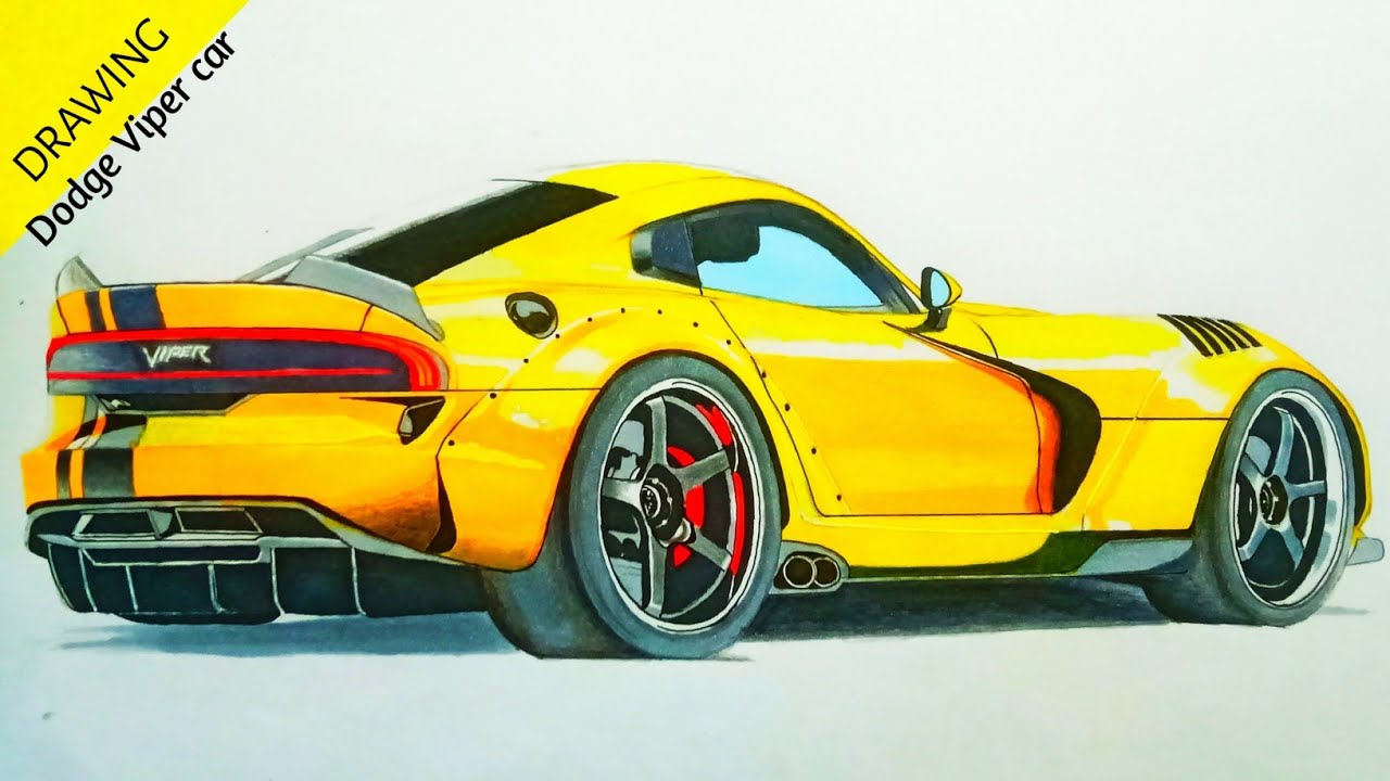"DRAWING DODGE VIPER)- dodge viper car drawing (how to draw ️ (time ...
