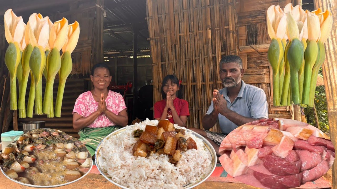 Pork and Cooked with Chana Flower | Meghalaya Village Style Pork Curry ...
