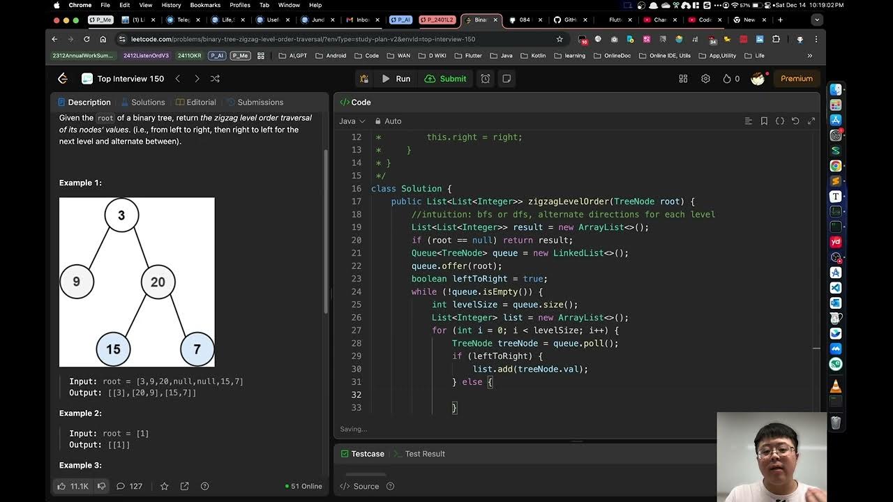 LeetCode Review One-Take Vlog: Problem 103 - Binary Tree Zigzag Level Order Traversal - YouTube