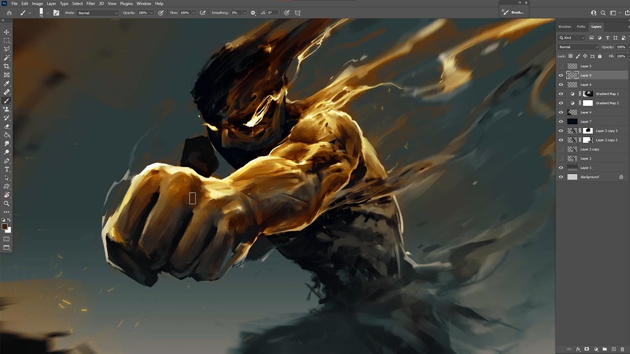 Real time painting of epic dynamic pose - YouTube