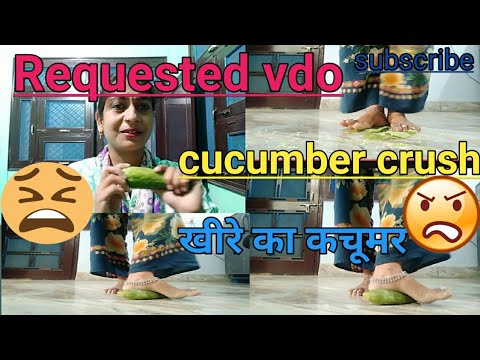 cucumber 🥒 crushing with feet # requested video # up vlogger navya ...