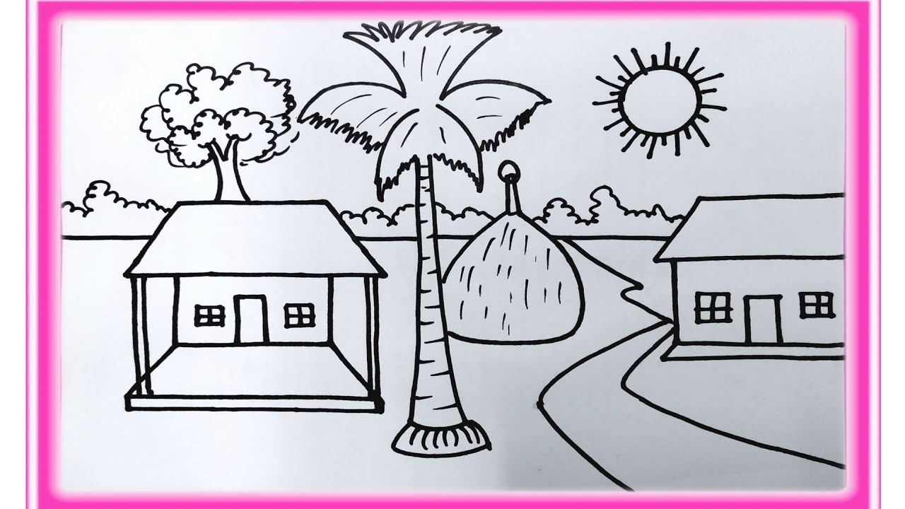 Gramer Drisso Drawing ️ ️ Village Life Drawing Oil Pastel 🌲🌲 Prakritik ...