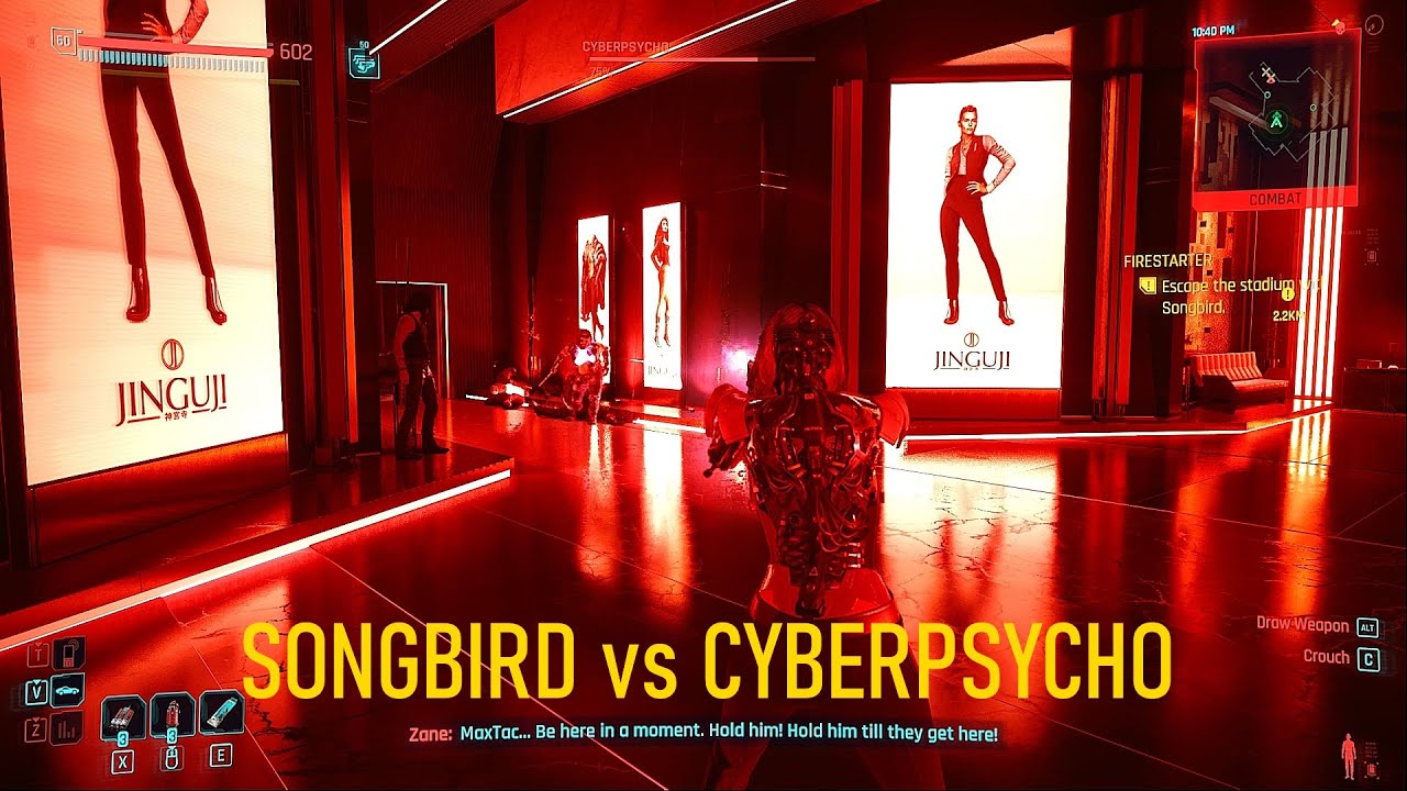 Songbird vs Jinguji Cyberpsycho [Cyberpunk 2077] - YouTube