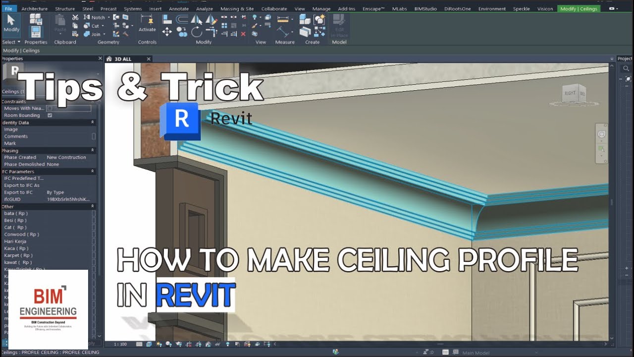 Revit Tips & Trick - Cara membuat profile plafond di Revit - YouTube