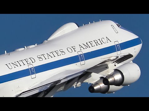 DOOMSDAY PLANE | USAF Boeing E-4B Landings & Takeoff | Sydney Airport ...