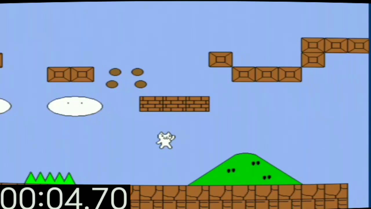 Syobon Action 2 (Cat Mario) Уровень 1 29.43 Секунды SpeedRun - YouTube