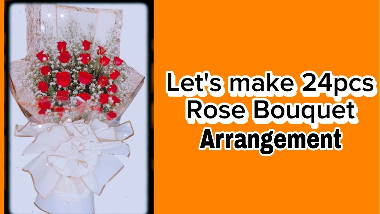HOW TO MAKE 24 RED ROSE BOUQUET ARRANGEMENT - YouTube