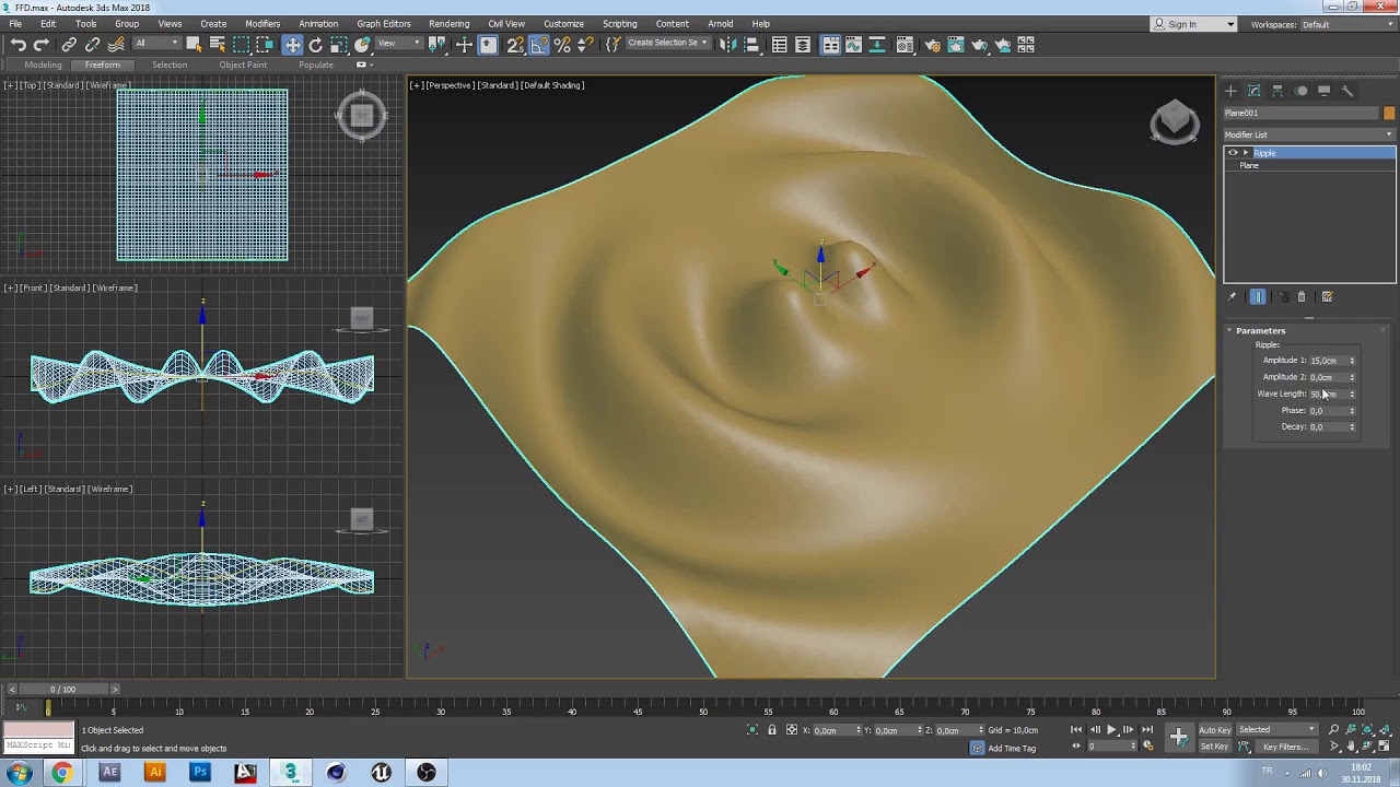 3Ds Max Modify List - Ripple Modifier (Türkçe) - YouTube