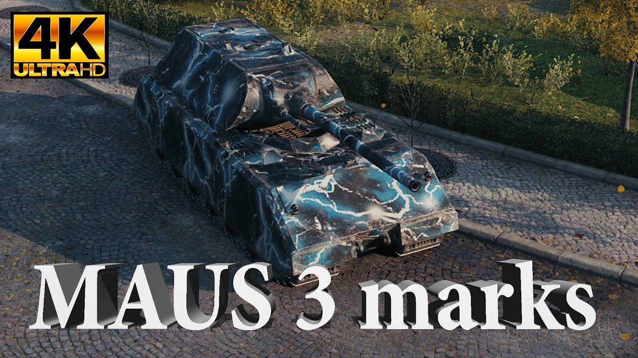 Maus in Ultra HD 4K 3 marks,7/6k damage, 11 frags and Kolobanov medal ...