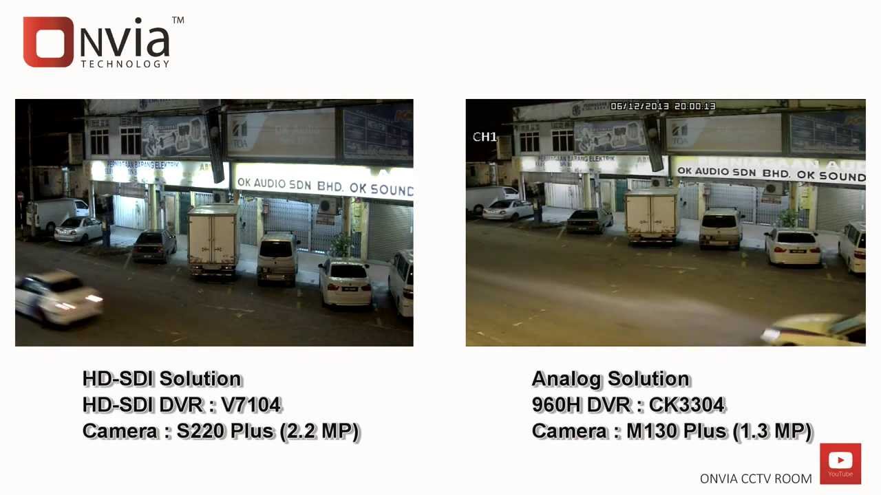 Onvia HD-SDI vs 960H Analog DVR (Outdoor Real Performance Test) - YouTube