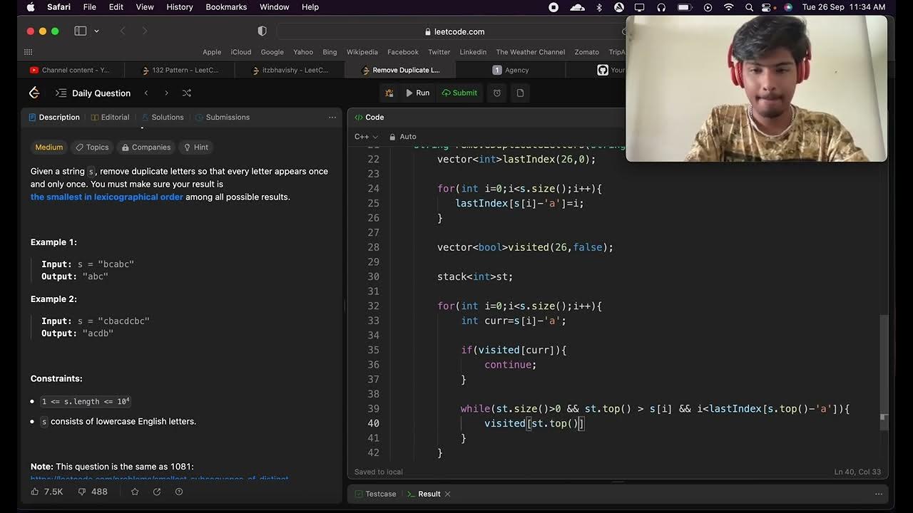 Remove Duplicate Letters Leetcode 316 - YouTube