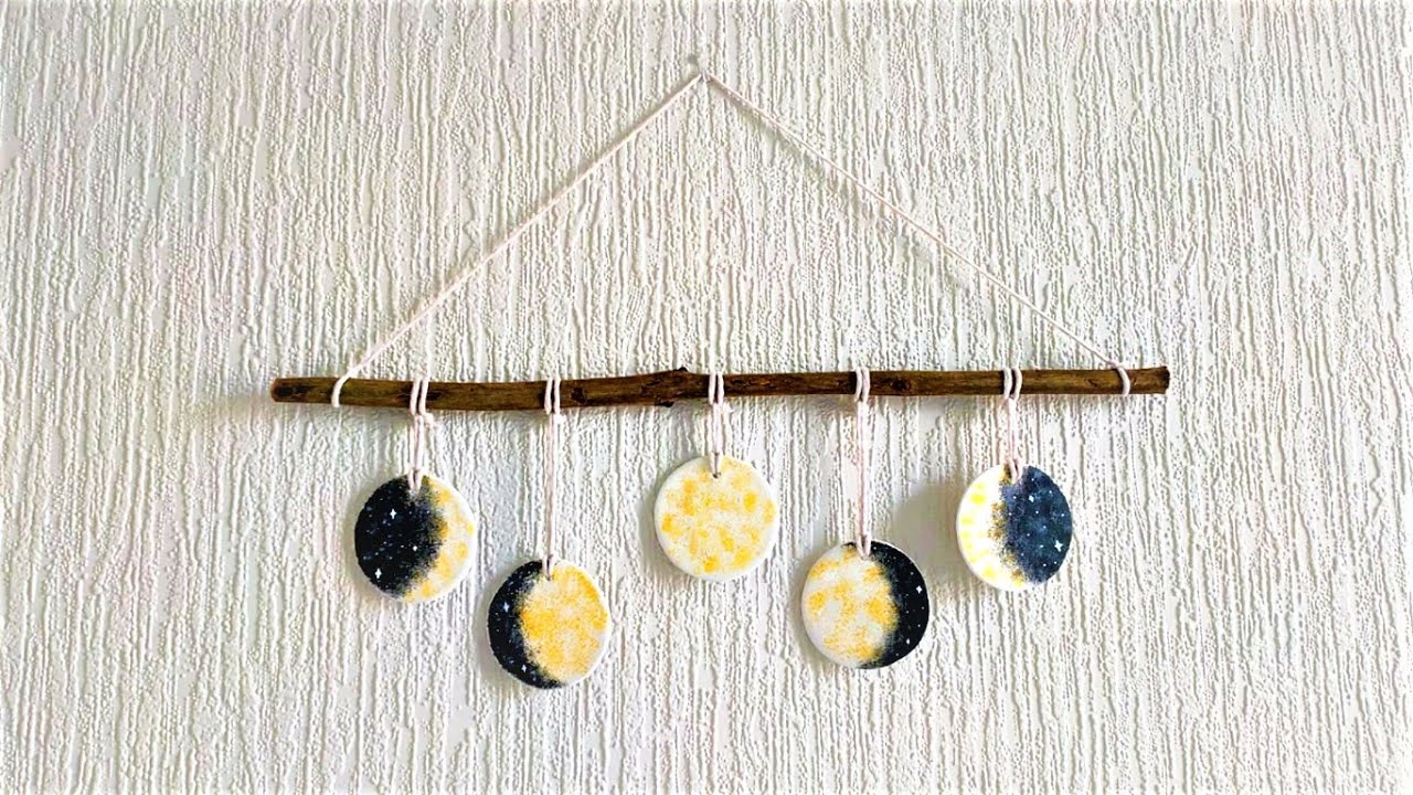 Simple moon phase room decor| Room decor wall hanging DIY| Moon phase ...