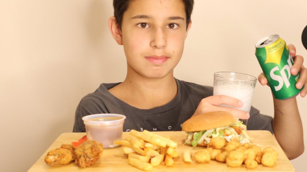 ASMR RED ROOSTER CHICKEN, BURGER, POPCORN **MEGA BOX** - YouTube
