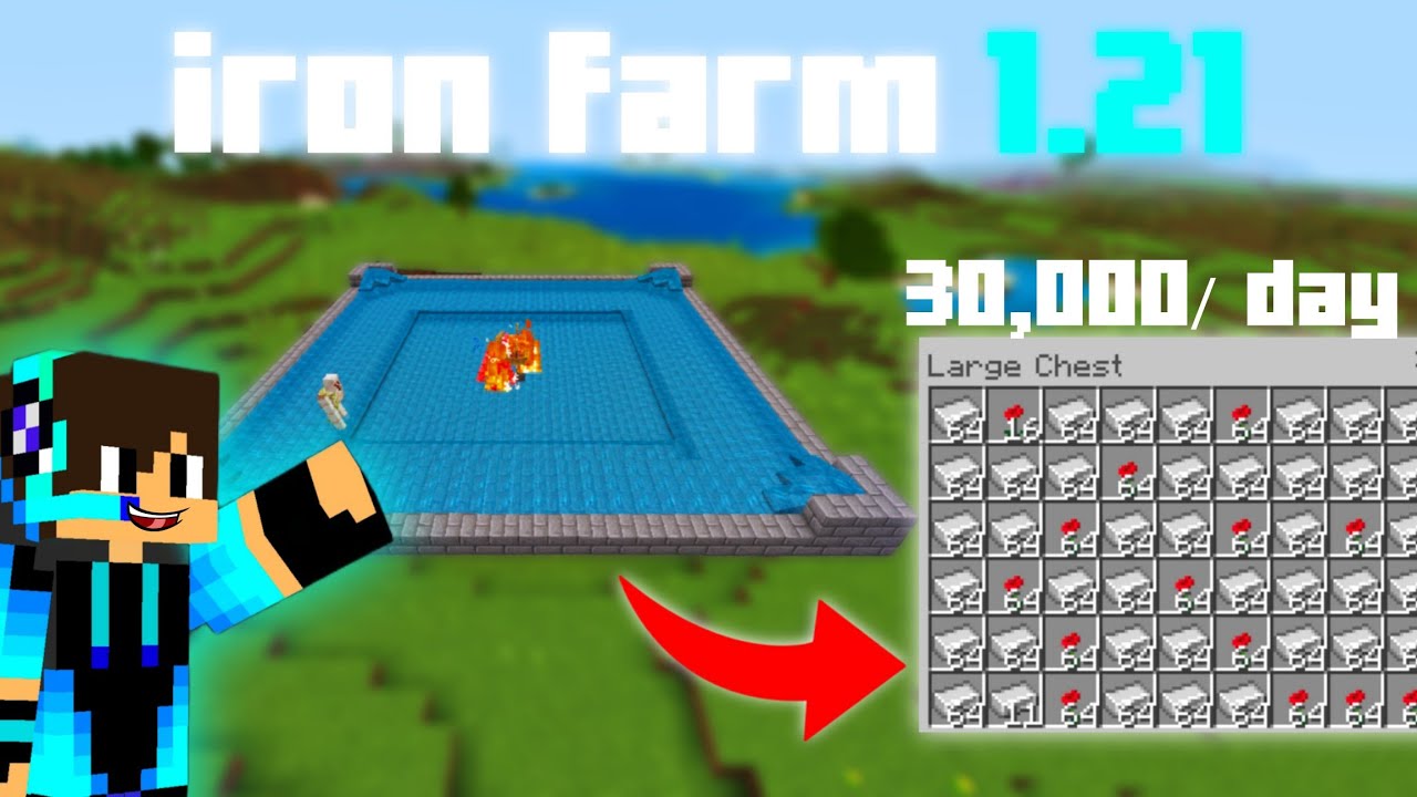 fastest iron farm ever 🔥 || how to make iron farm in Minecraft pe 1.21 ...