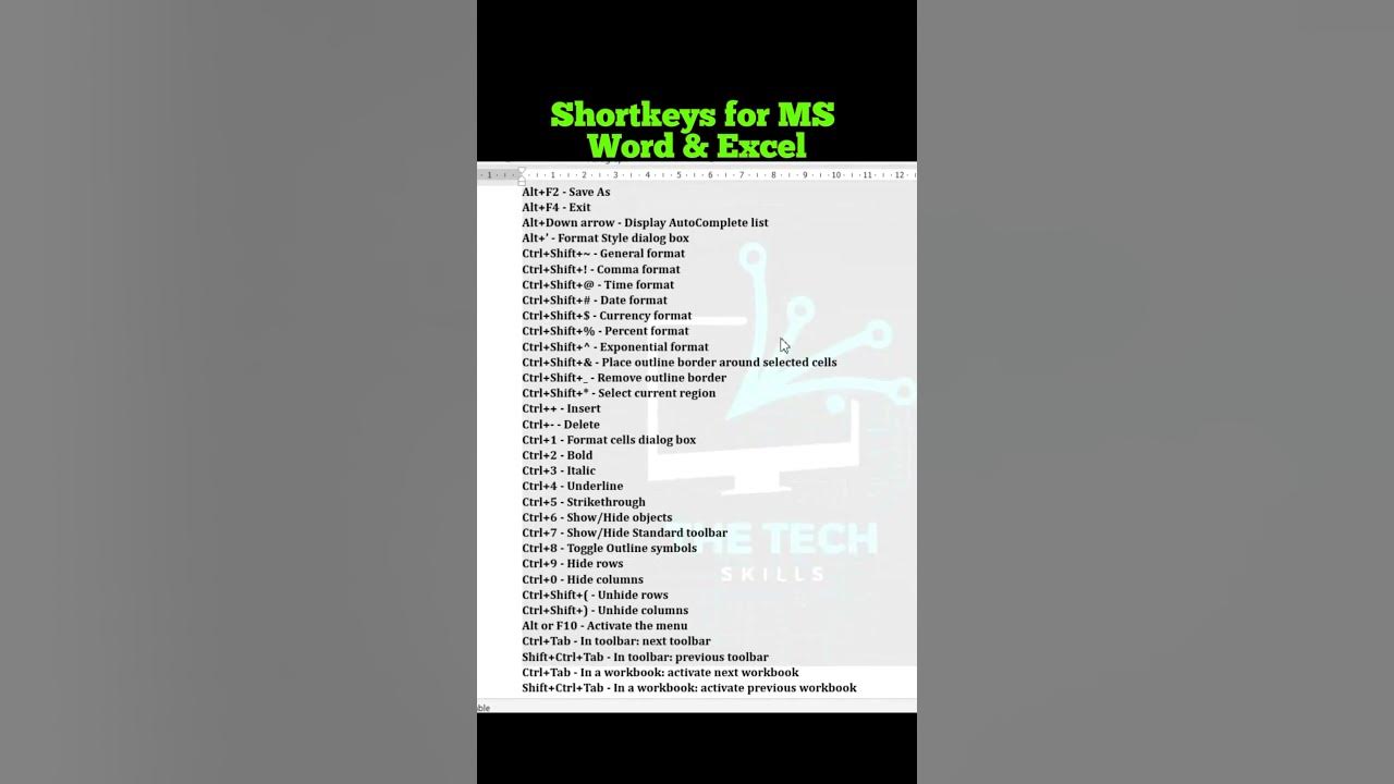 Shortcut Keys Of Ms Word And Excel😍 Shorts Shortfeed Excel Msword Exceltips Shortcutkeys