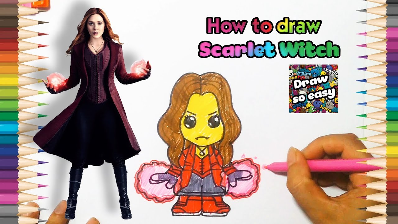 How to draw Scarlet Witch - EndGame - Marvel | Vẽ Scarlet Witch | DRAW ...