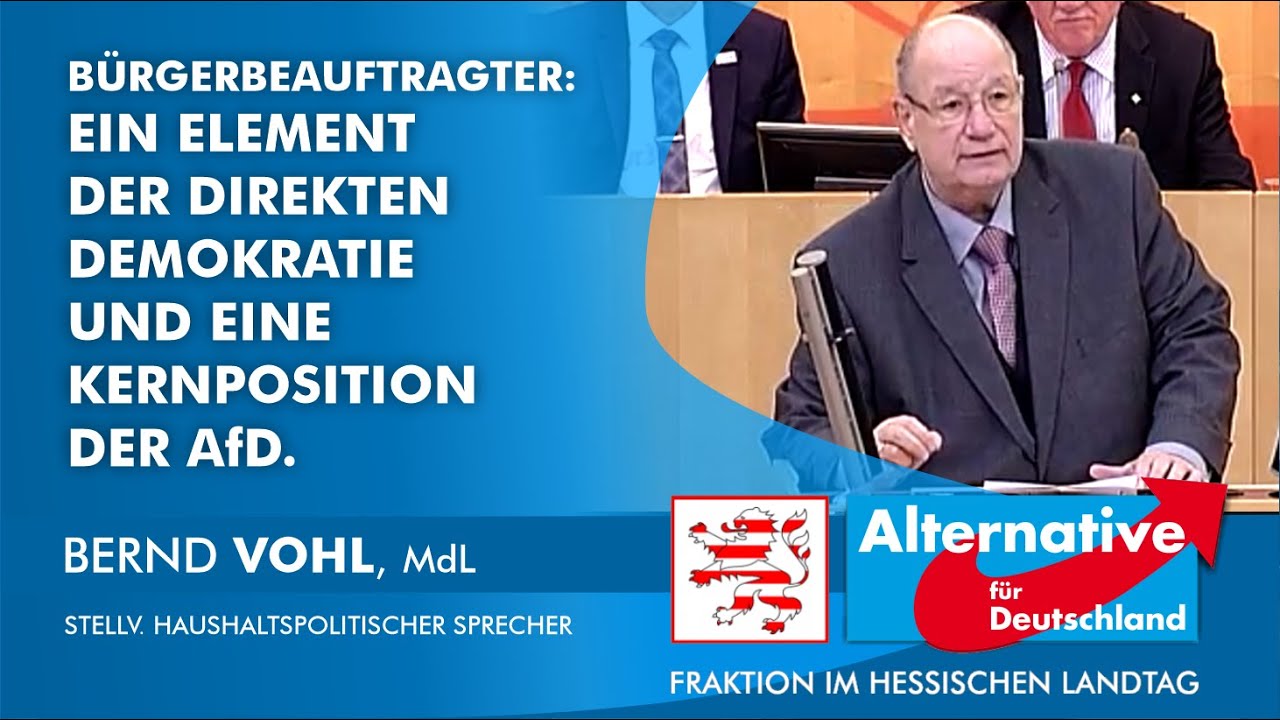 Bernd Vohl (AfD): „Ein Bürgerbeauftragter bedeutet direkte Demokratie.“ - YouTube