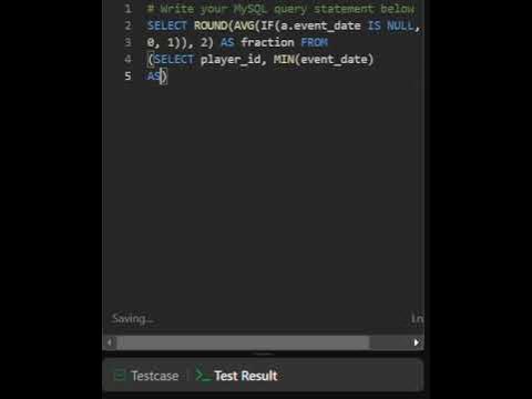 Solution to Game Play Analysis IV without IN and/or CTE - LeetCode No. 550 #leetcode # ...