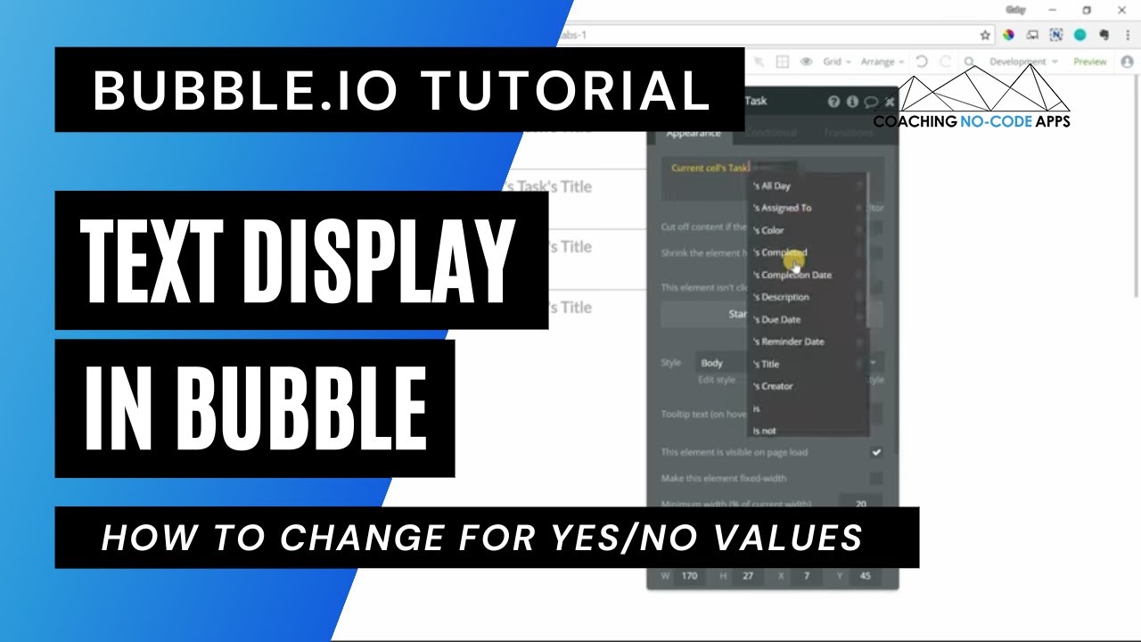 Text Display in Bubble.io: How to Change for Yes/No Values - YouTube