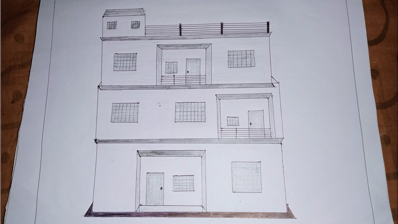 How to draw a House in 3 point perspective. - YouTube