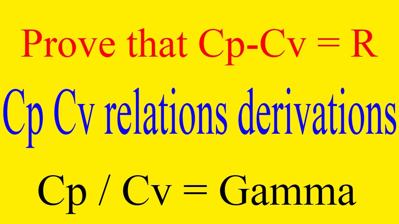 Prove That Cp Cv R Mayer s Formula Derivation Why Cp Is