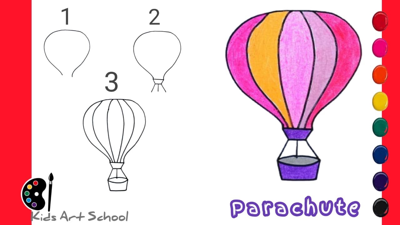 How to Draw Hot Air Balloon Step by Step |Draw Easy Hot Air Balloon ...
