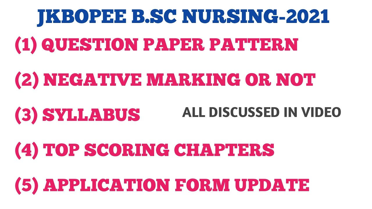 Jkbopee bsc nursing 2021 syllabus | Application form | question paper ...