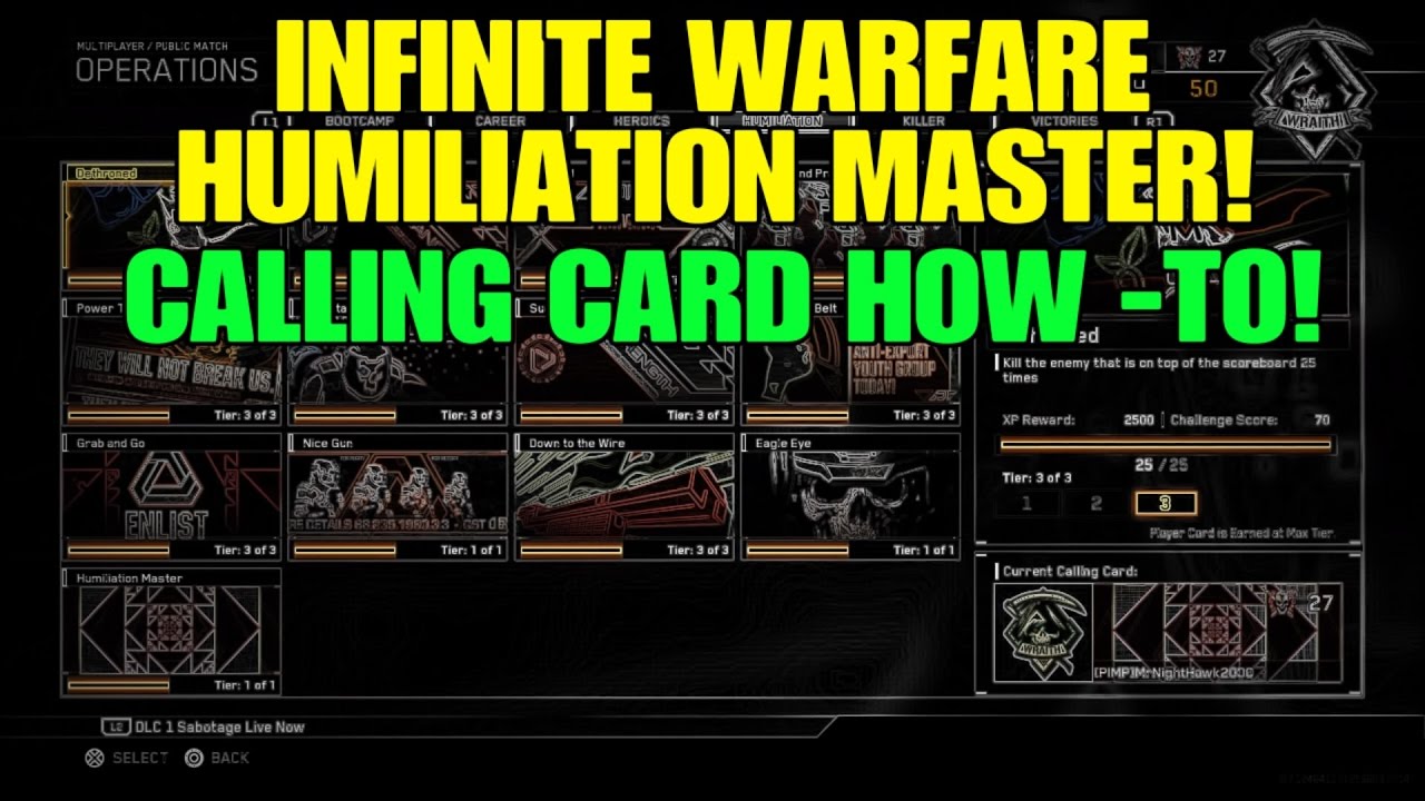 INFINITE WARFARE: HUMILIATION MASTER CALLING CARD! - YouTube
