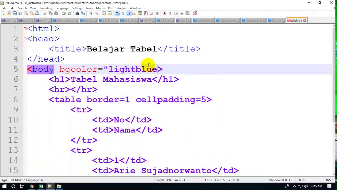 Membuat Tabel di HTML - YouTube