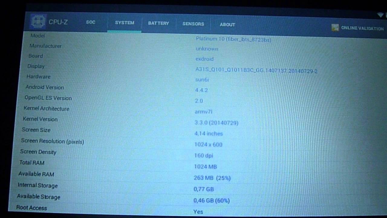 Cpu-Z Test Ninetec Platinum 10 Zoll Tablet - YouTube