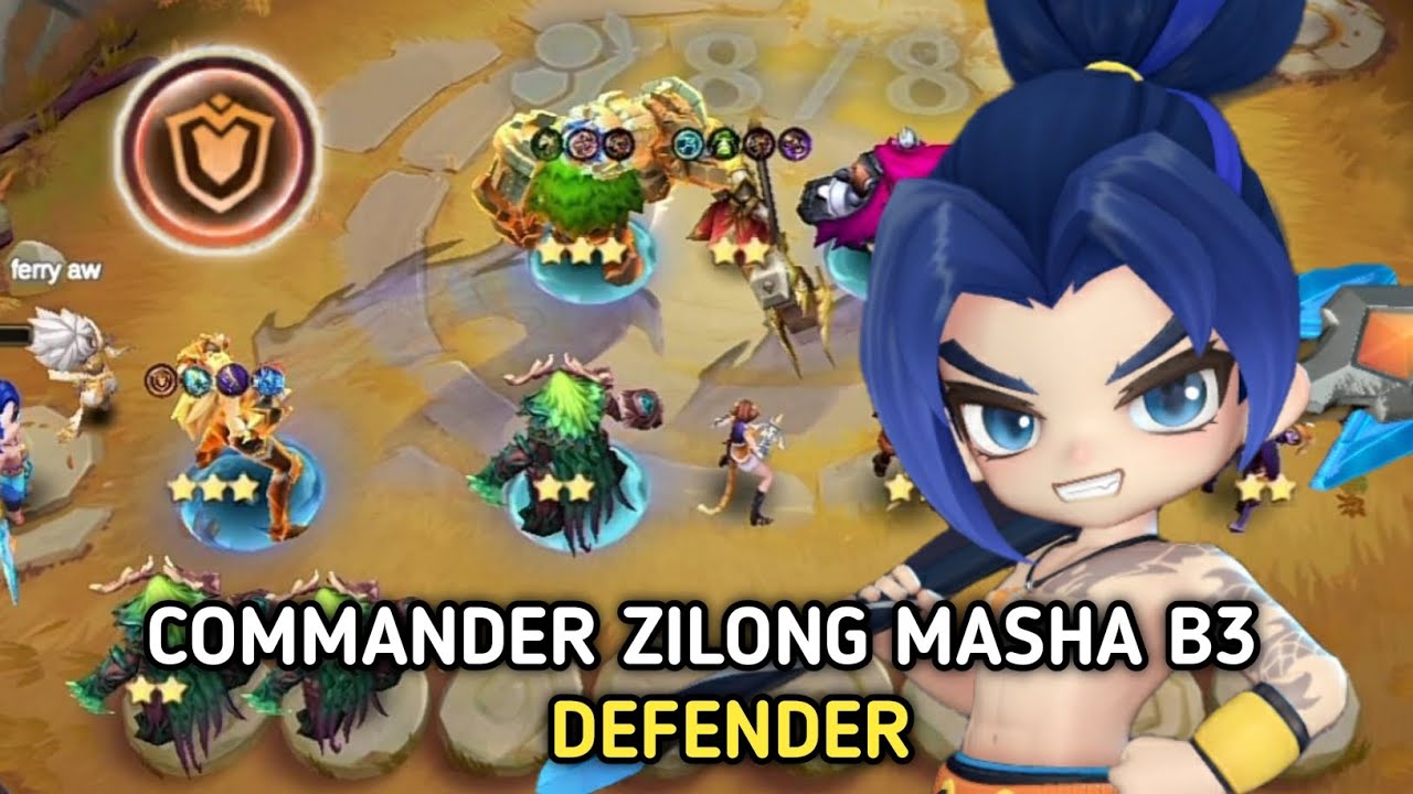 COMMANDER ZILONG MASHA B3 DEFENDER - magic chess go go - YouTube