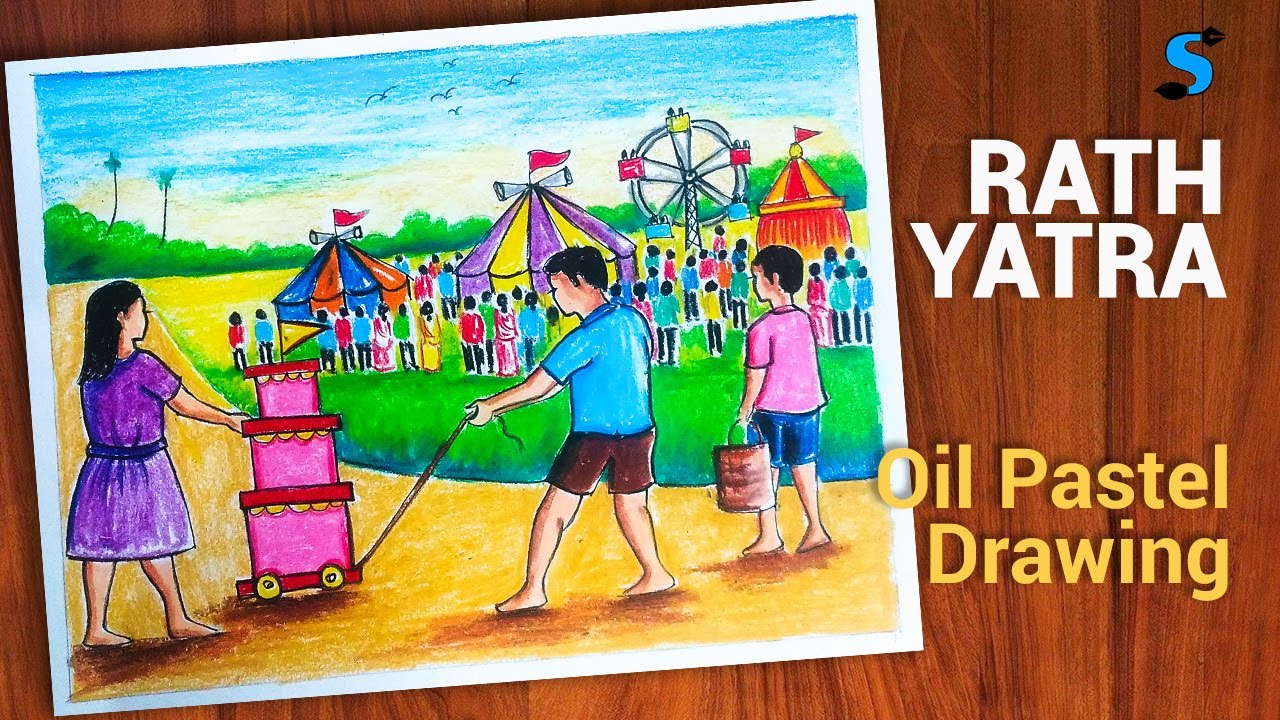 How To Draw A Rath Yatra Scenery With Oil Pastel? Rath Yatra Special ...