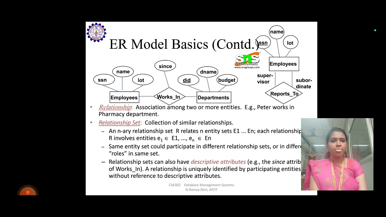N.Ramya Devi | Lec -04 ER Model basics | SNS Institutions - YouTube