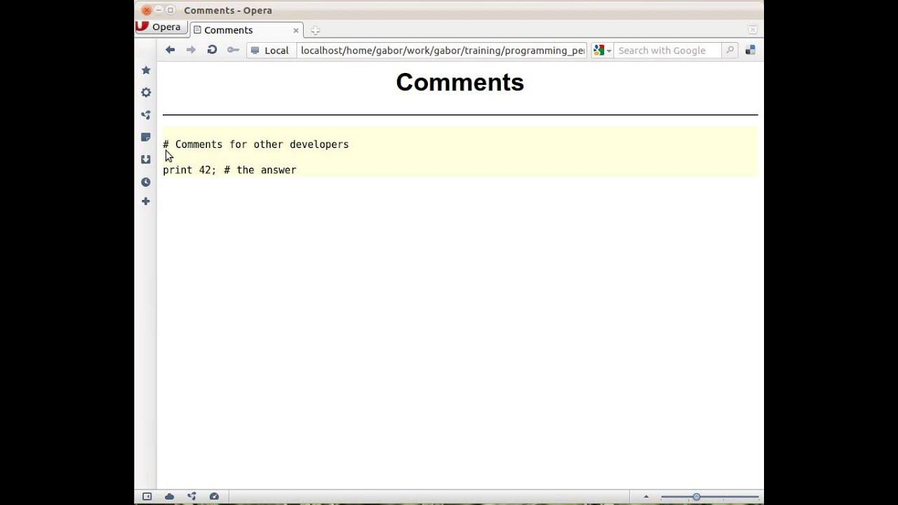 Beginner Perl Maven tutorial: 1.6 Comments - YouTube