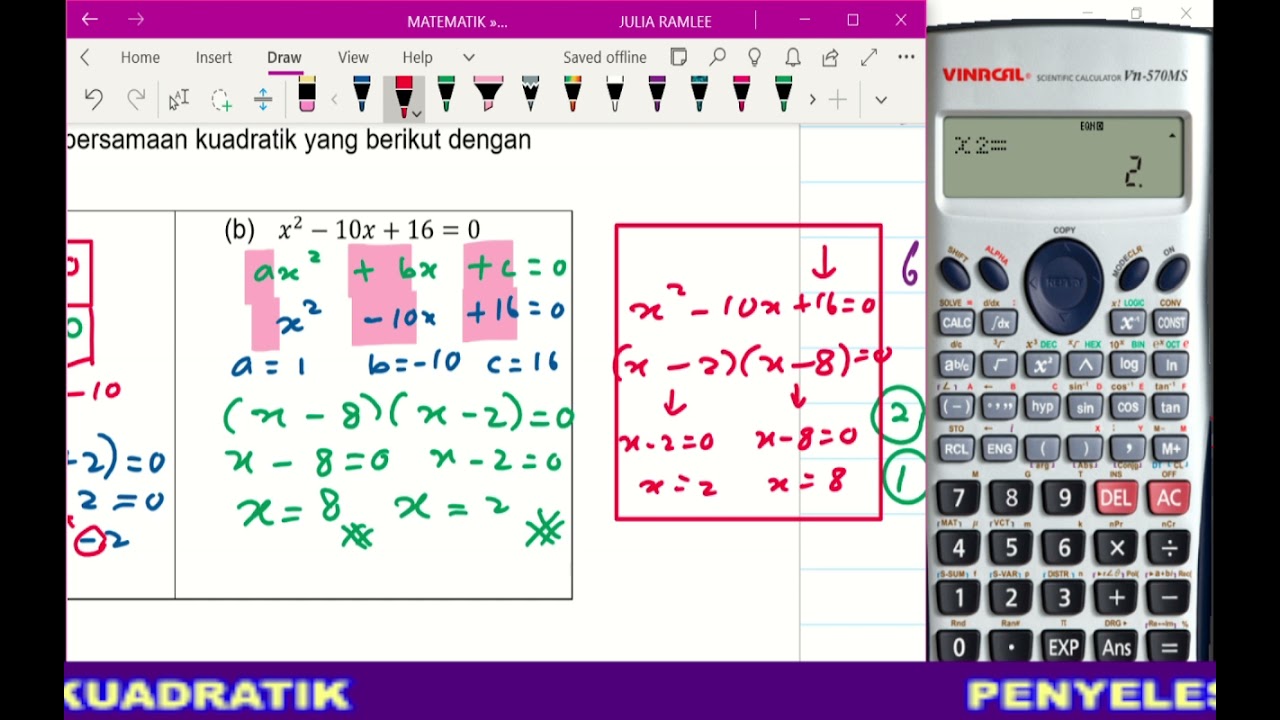 PENYELESAIAN PERSAMAAN KUADRATIK - YouTube