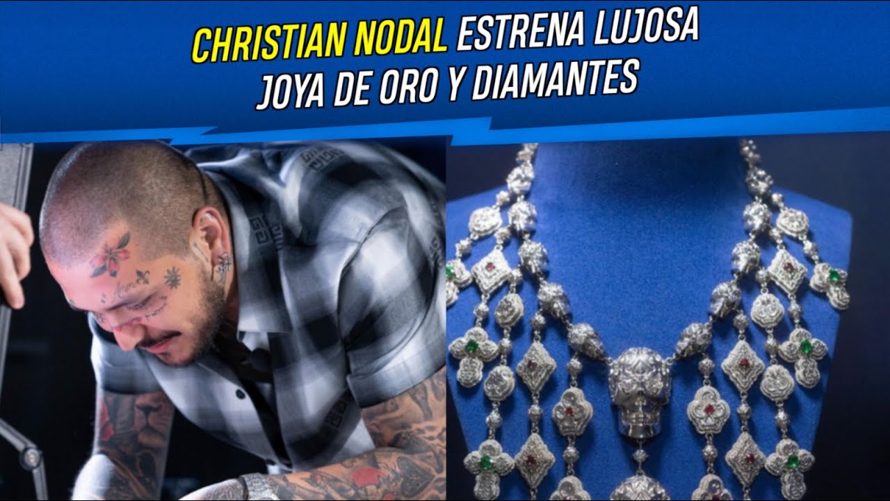 Christian Nodal estrena lujosa joya de oro y diamantes - YouTube