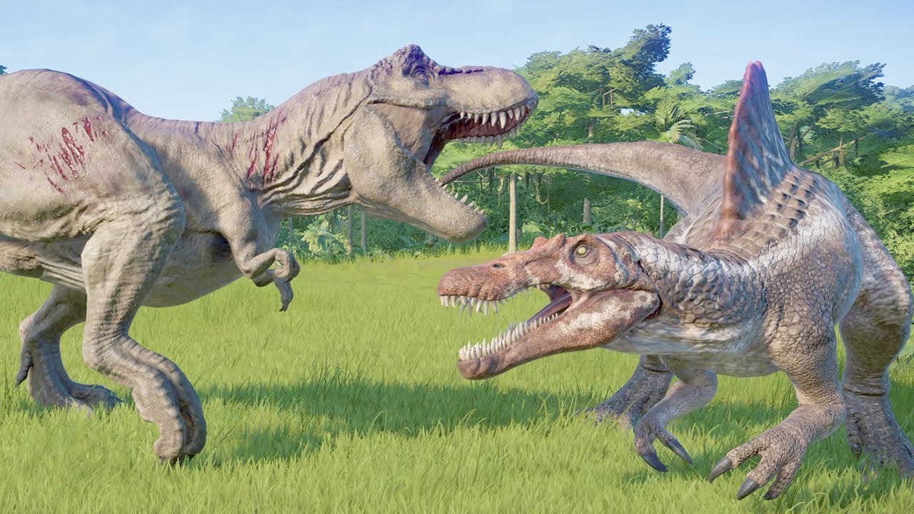 T-rex Dead Fight in Jungle - Jurassic World Evolution | Dinosaur Fight ...