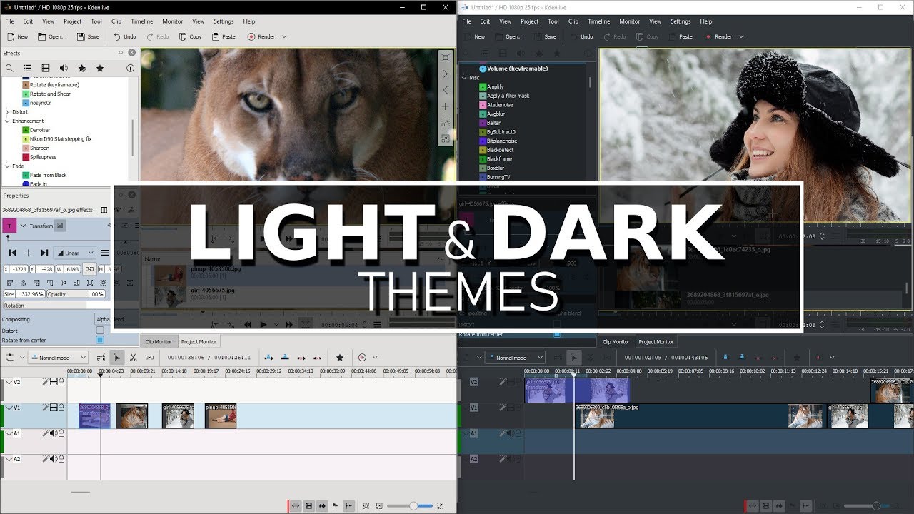 Light and Dark Skin Theme Styles in Kdenlive Video Editor - YouTube